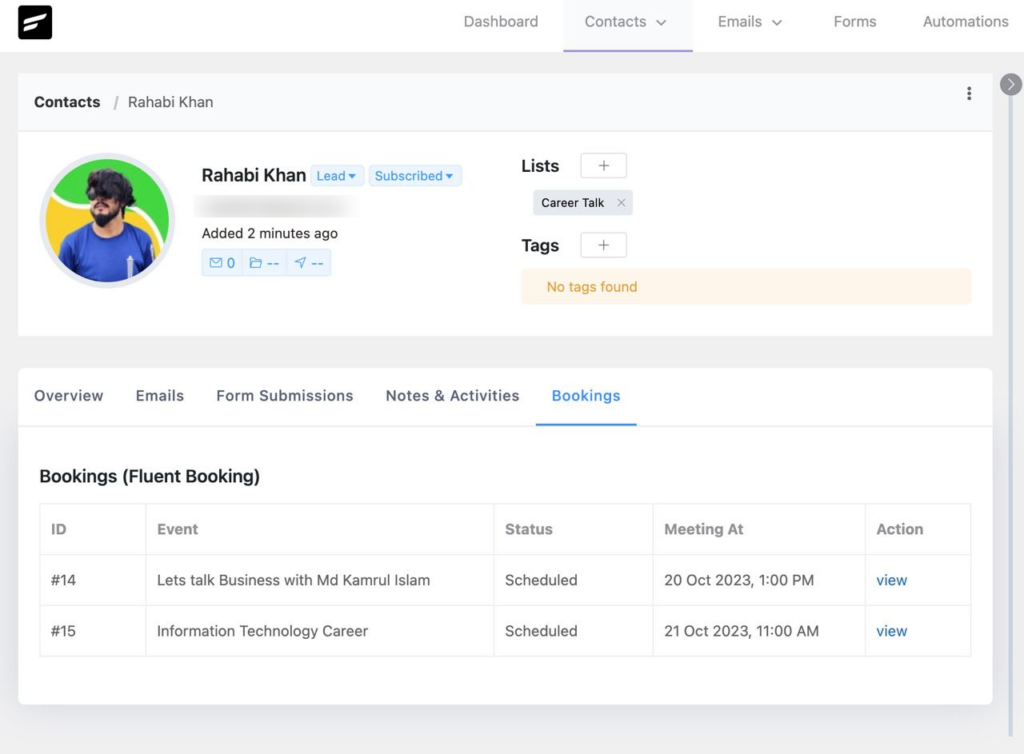 Fluentcrm Integration With Fluentbooking Fluentbooking
